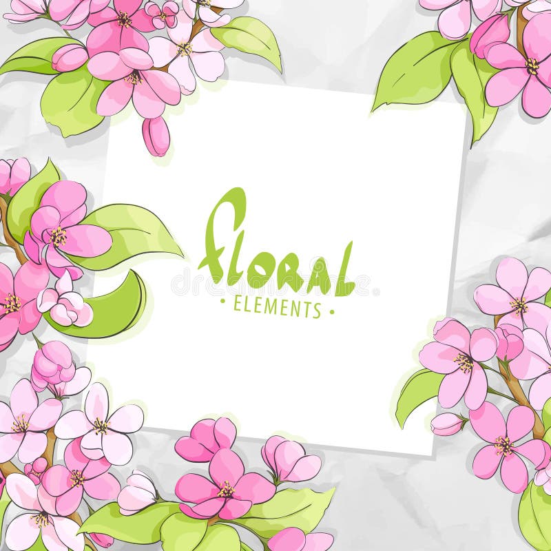 Floral card template stock vector. Illustration of crumpled - 87840463