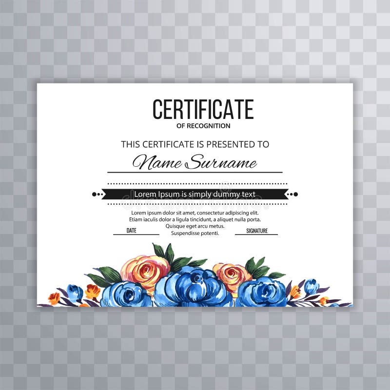 Floral Certificate Diploma Template Card Design Stock Vector ...