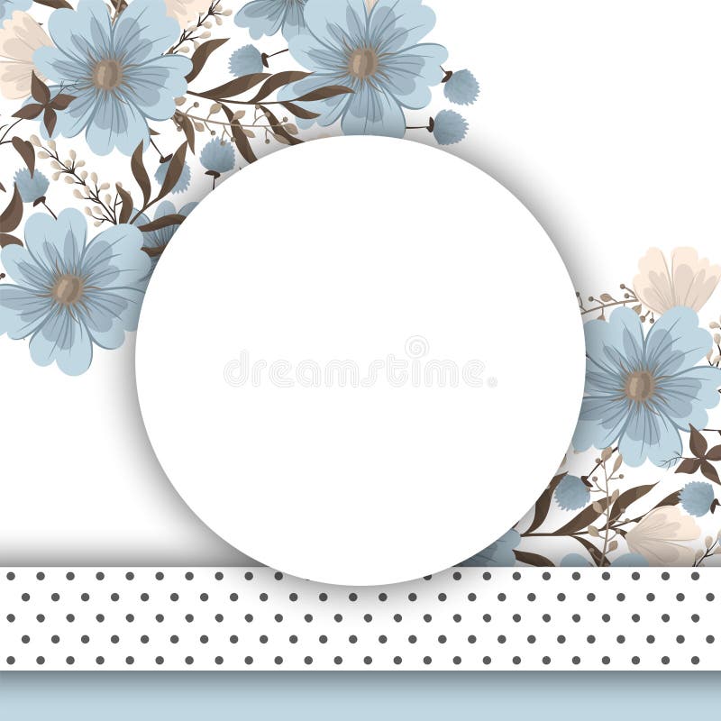 Floral Circle Border - Light Blue Round Frame with Flowers Stock ...