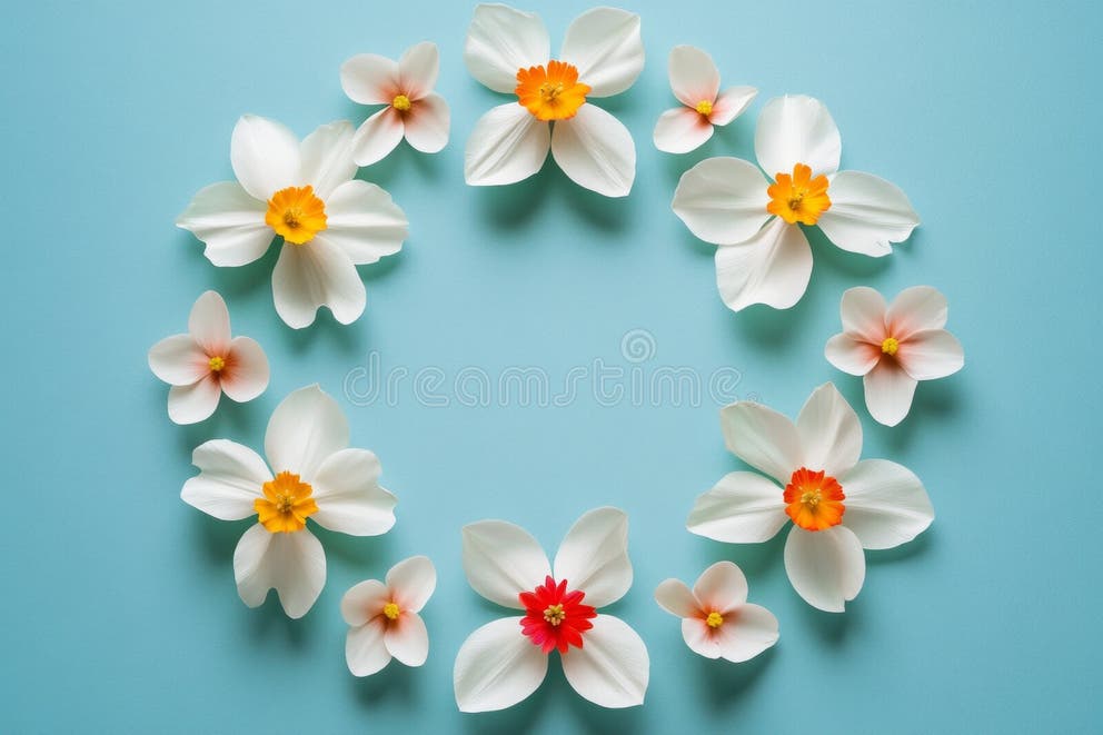 Floral Circle: Daffodils Spring Blossom Frame Stock Illustration ...