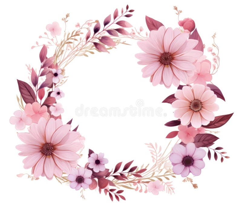 A Floral Circle with Flowers on White Background Stock Photo - Image of ...