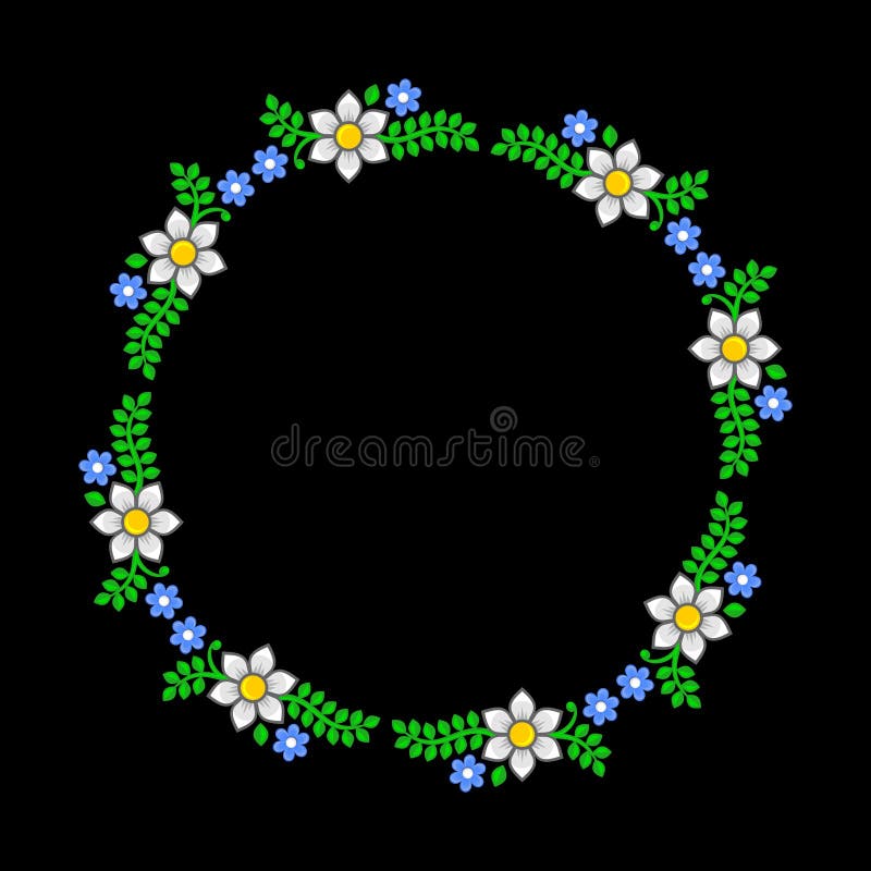 Floral Circle Pattern on Dark Background. Vector Stock Vector ...
