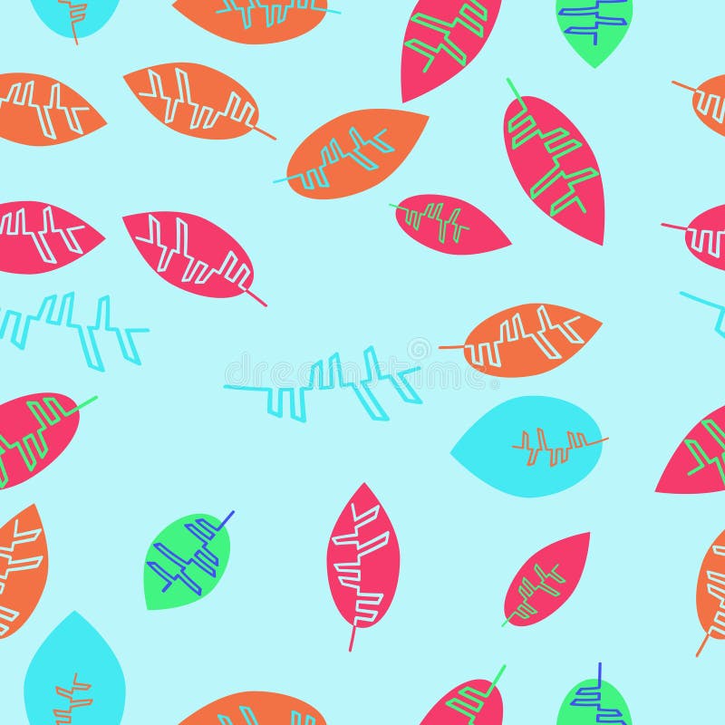 Floral Color Seamless Pattern with Leaves . Stock Vector - Illustration ...