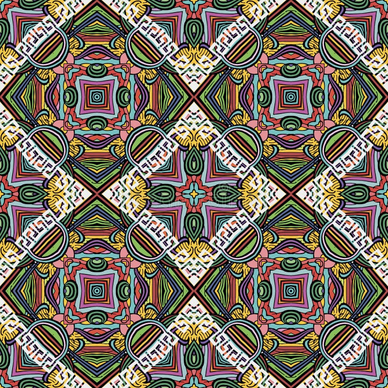 Floral Colorful Intricate Vector Seamless Pattern. Ornamental Geometric ... Floral Colorful Intricate Vector Seamless Pattern. Ornamental Geometric ...
