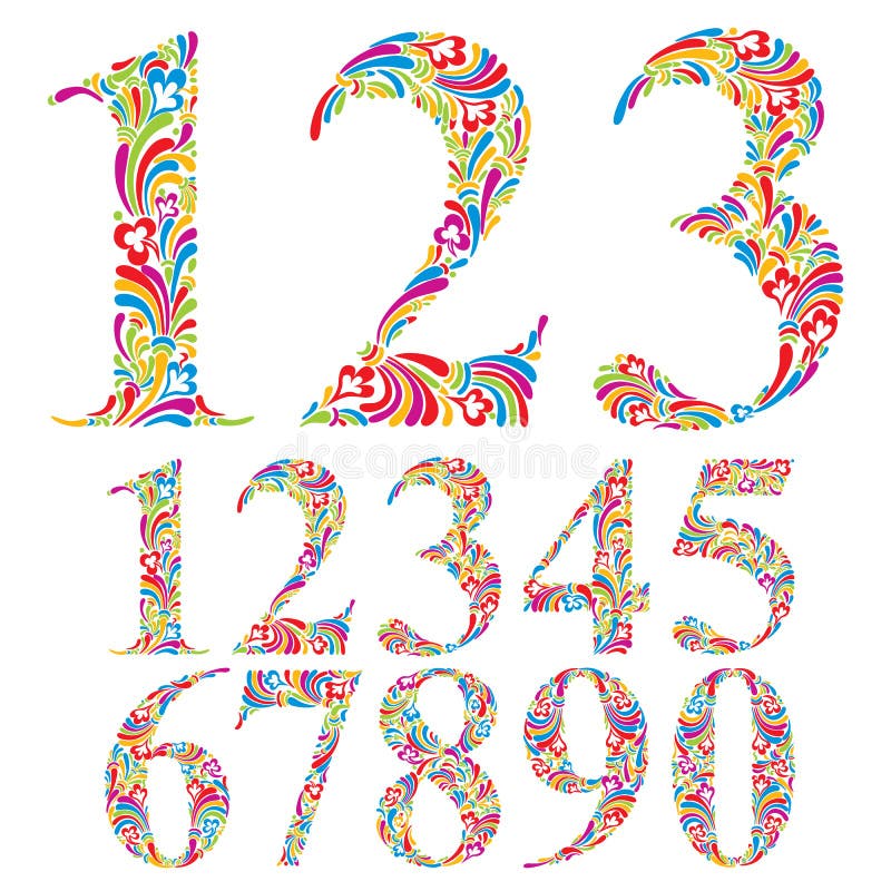 Floral Colorful Numbers Set. Stock Vector - Illustration of color ... Floral Colorful Numbers Set. Stock Vector - Illustration of color ...