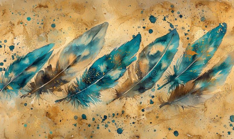 Floral Colorful Wallpaper. Multicolor Paint Feathers. Wall Decor Stock ...