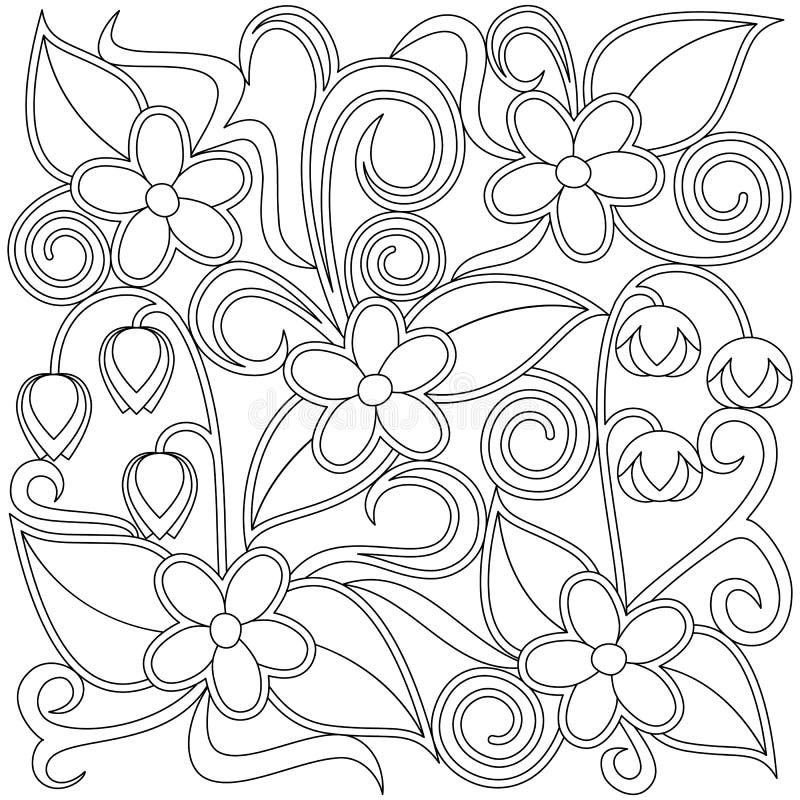 Floral coloring page. stock vector. Illustration of vector - 84712300