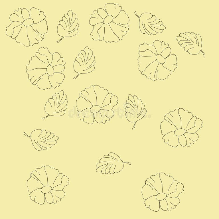 Floral Colorless Pattern . Hand Drawn. Stock Vector - Illustration of ...