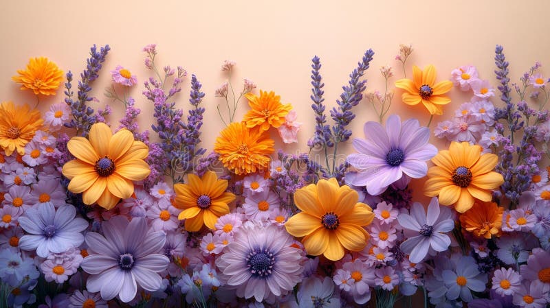 Floral Composition of Colorful Spring Flowers Generative AI Stock ...