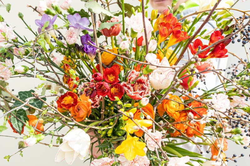 Floral Composition with Seasonal Flowers Stock Photo - Image of nature ...