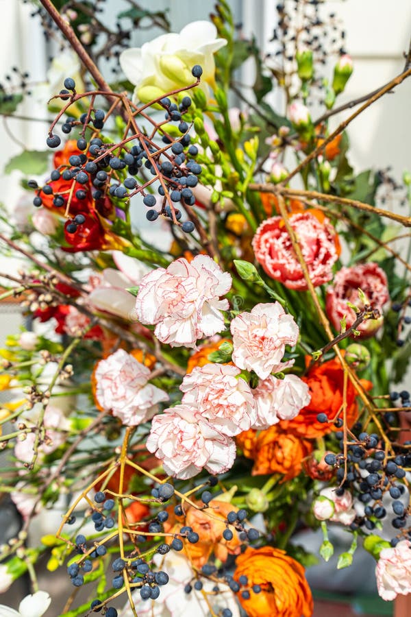 Floral Composition with Seasonal Flowers Stock Photo - Image of cassia ...