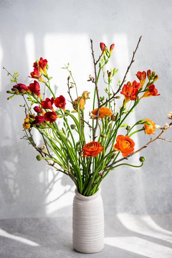 Floral Composition with Seasonal Flowers Stock Photo - Image of ...