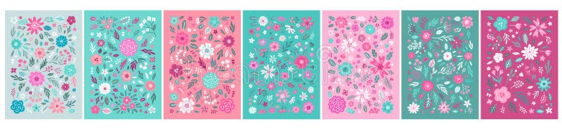 Floral Composition Set. Aesthetic Botanical Notebook Covers Stock ...