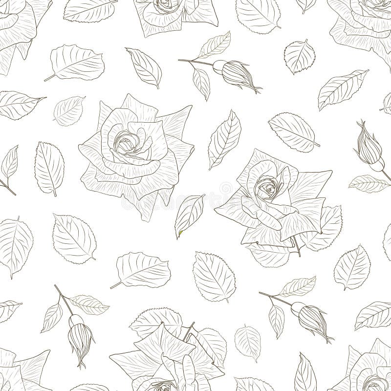 Rose Sharp Seamless Pattern-01 Stock Vector - Illustration of drawing ...