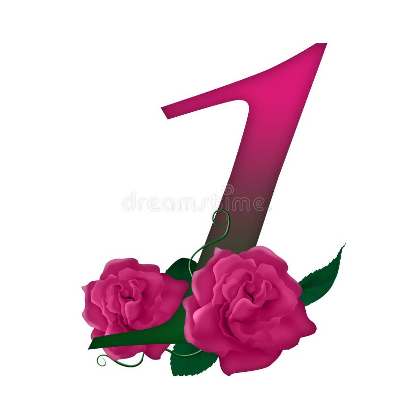 Floral Cor-de-rosa Do Número 1 Imagem de Stock - Ilustração de elemento ...