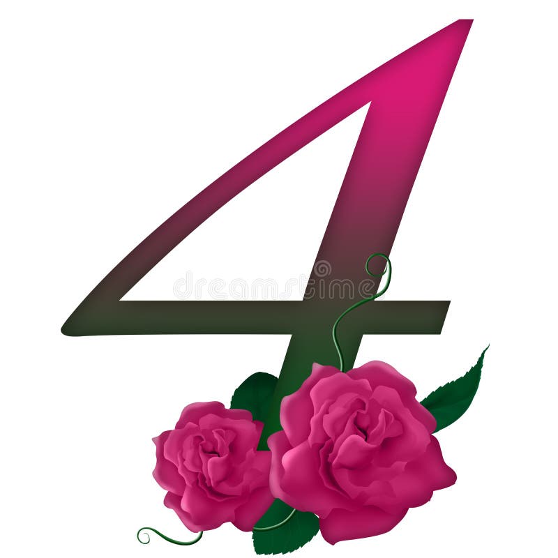 Floral Cor-de-rosa Do Número 4 Foto de Stock - Ilustração de bolo ...