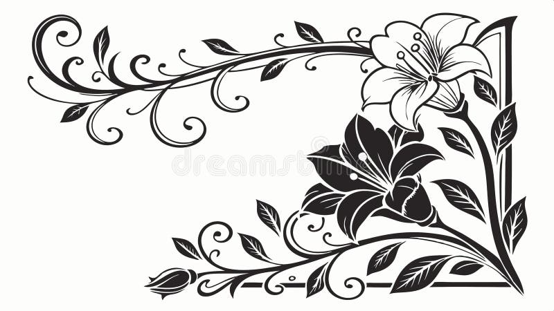 Vector Black White Floral Corner Stock Illustrations – 8,937 Vector ...