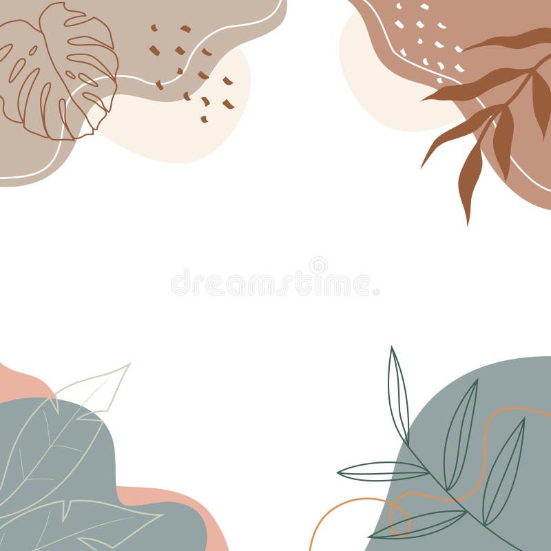 Floral Corner, Boho Style Hand Drawn Minimalist Art Stock Vector ...