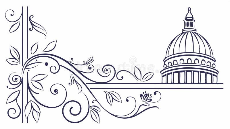 Floral Corner with Capitol Dome Vector Design Generative AI Stock ...