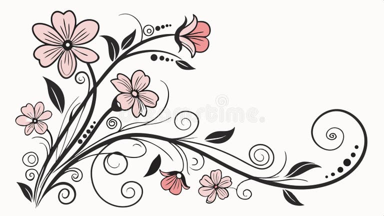 Floral Corner Design Element, Decorative Floral and Flower Frame Vector ...