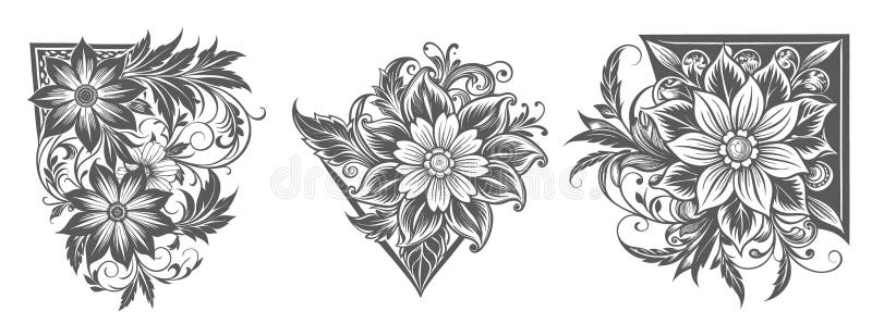 Floral Corner Design Flowers, Pattern Motif Themed Template Collection ...