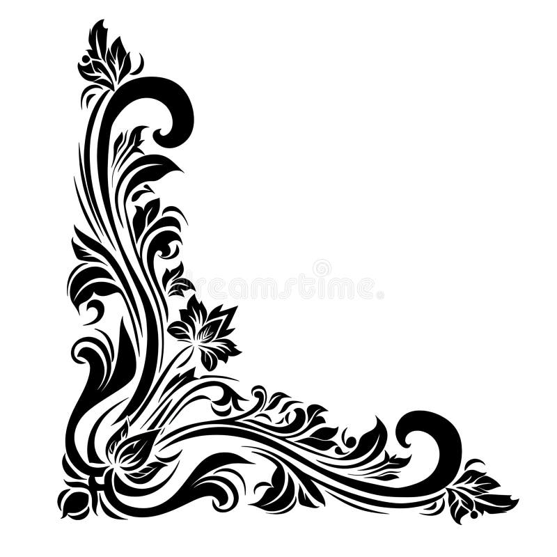 Floral Corner Element in White. Great for Backgrounds, Borders ...