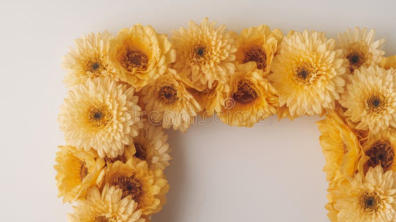 A Floral Corner Frame Made of Yellow Flowers, Isolated on a White ...
