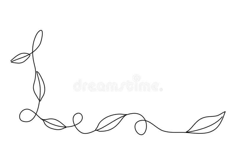 Floral Corner Frame, One Line Drawing Vector Illustration Stock Vector ...