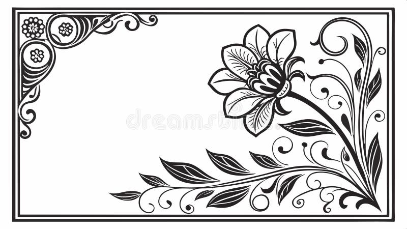 Floral Corner with Outline, Simple Botanical Design for Decorative ...
