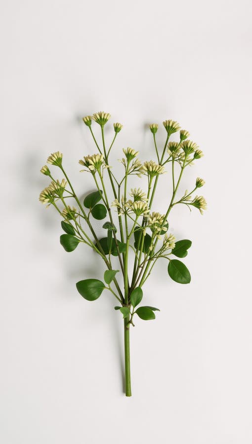 Floral Corner Scene with an Isolated Green Ruscus Frame Against a Plain ...