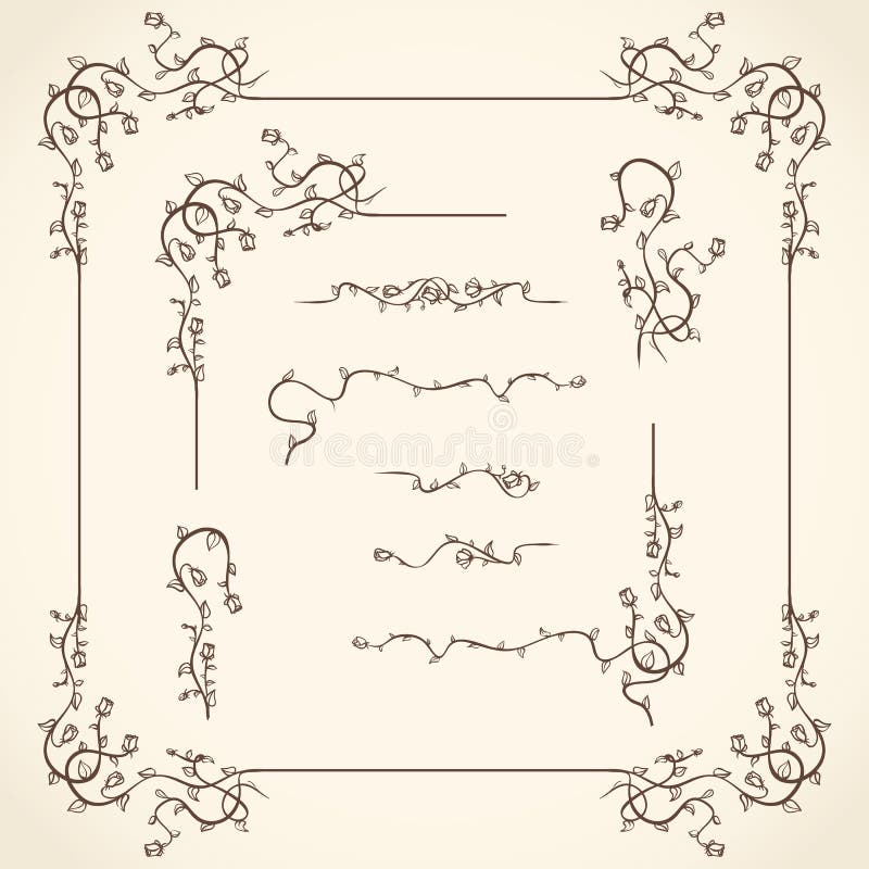 Floral Corners, Borders and Frame Stock Vector - Illustration of page ...