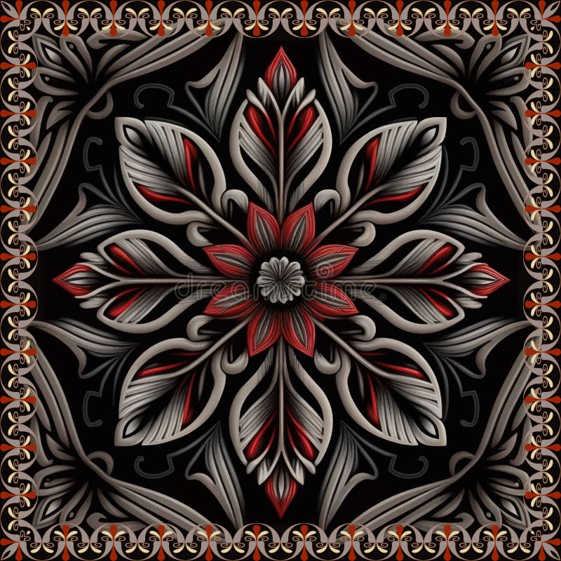 Floral 3d Seamless Pattern with Square Frame, Border. Mandala. Flowers ...