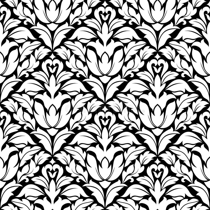 Seamless Damask Floral Wallpaper Stock Vector - Illustration of textile ...
