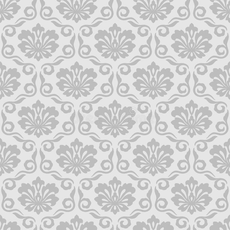 Floral Damask Seamless Pattern Gray Background Stock Vector ...