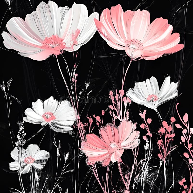Floral dark pattern stock illustration. Illustration of spring - 372600274