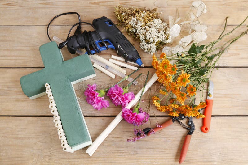Floral Decoration in Cross Shape - Tutorial Stock Image - Image of ...