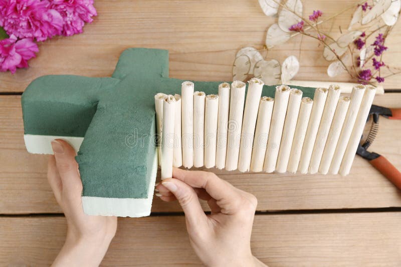 Floral Decoration in Cross Shape - Tutorial Stock Image - Image of ...