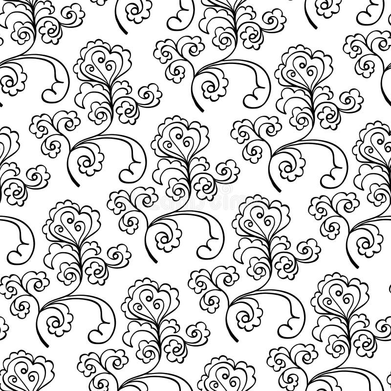 Vintage Black and White Floral Seamless Pattern Stock Vector ...
