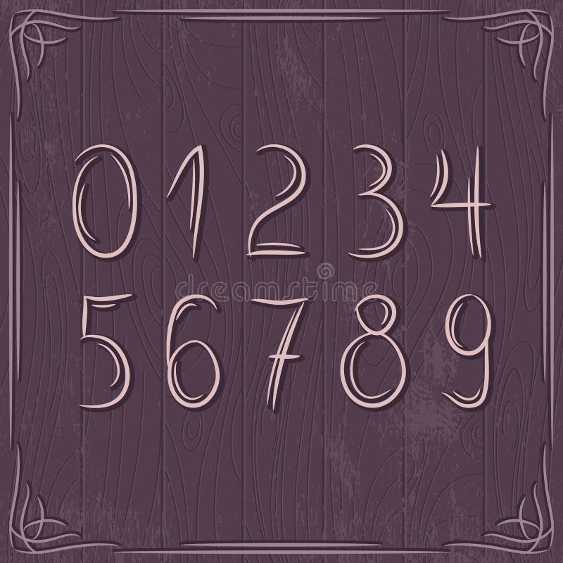 Floral Decorative Borders and Numbers on Wooden Ba Stock Vector ...