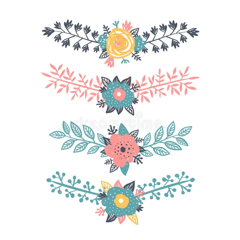 Floral decorative elements stock illustration. Illustration of graphic ...