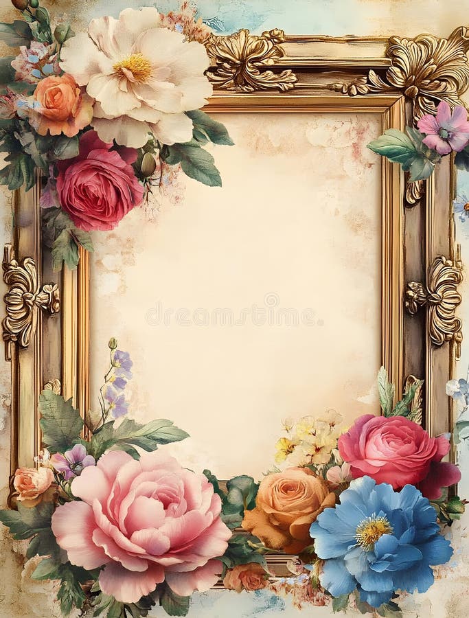 Floral Decorative Frame with a Blank Center for Personalized Messages ...