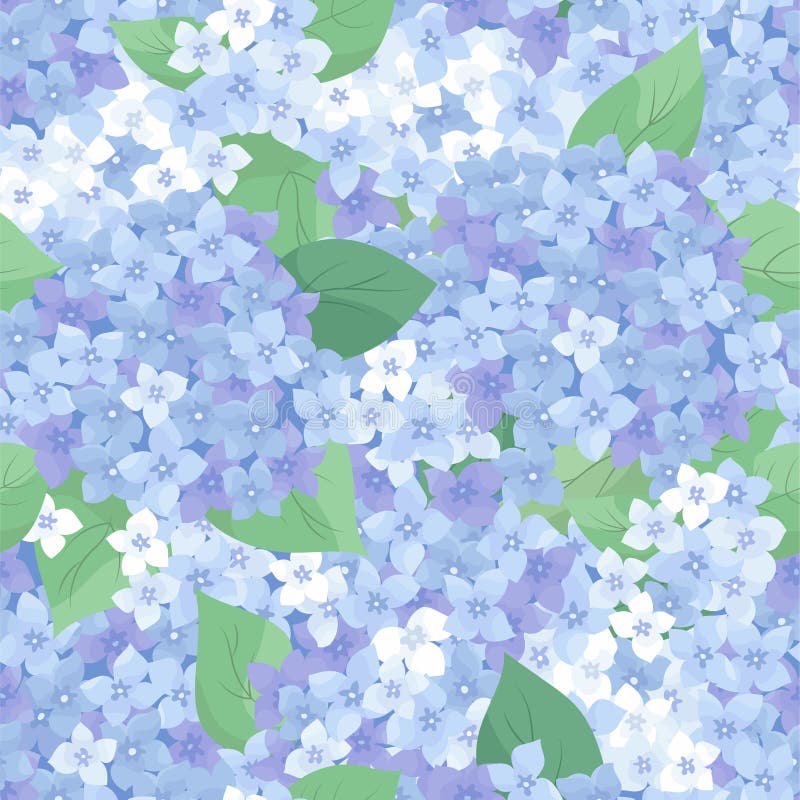 Floral Delicate Continuous Seamless Pattern with Hydrangea. Light Blue ...