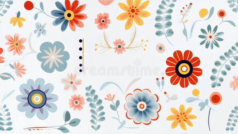 Floral Design with Bright Colors and Botanical Elements for Creative ...