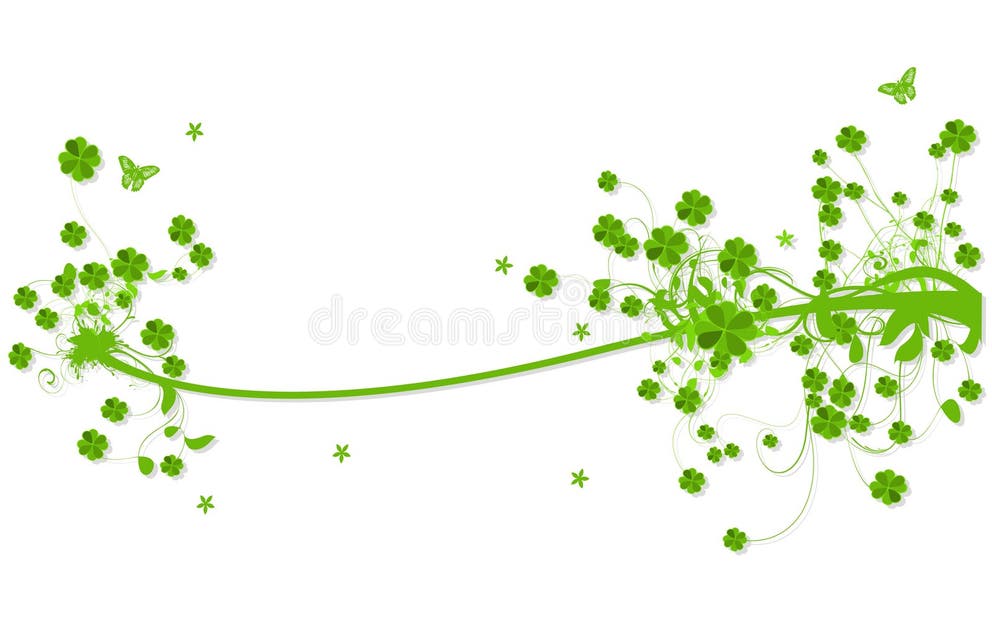 Floral Design with Clover Leaves Stock Vector - Illustration of ...