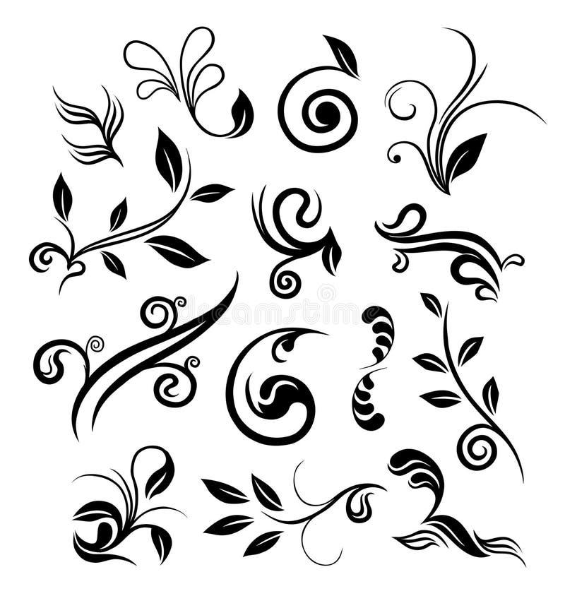 Floral design elements stock vector. Illustration of leaf - 12114441
