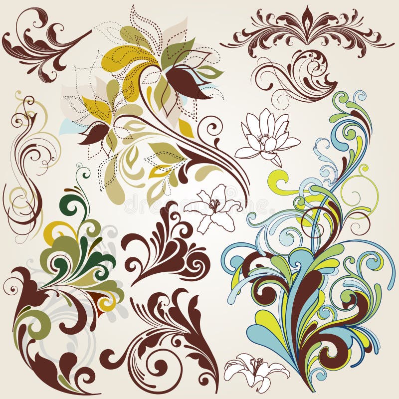 Black Vector Floral Element for Design Stock Vector - Illustration of ...