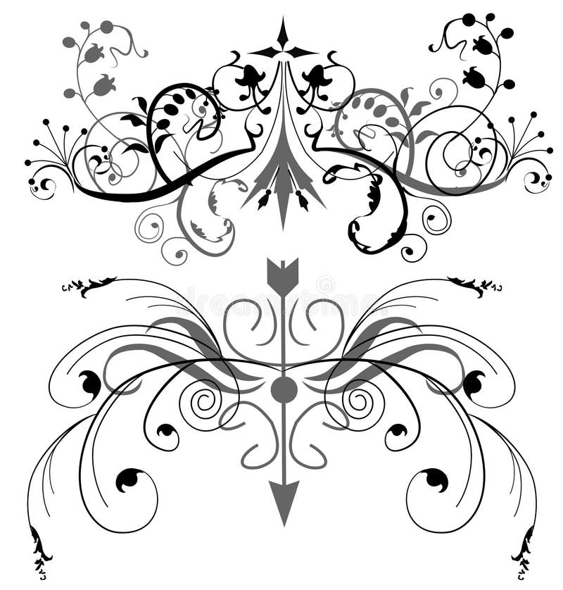 Decorative Floral Design Elements Stock Vector - Illustration of ...