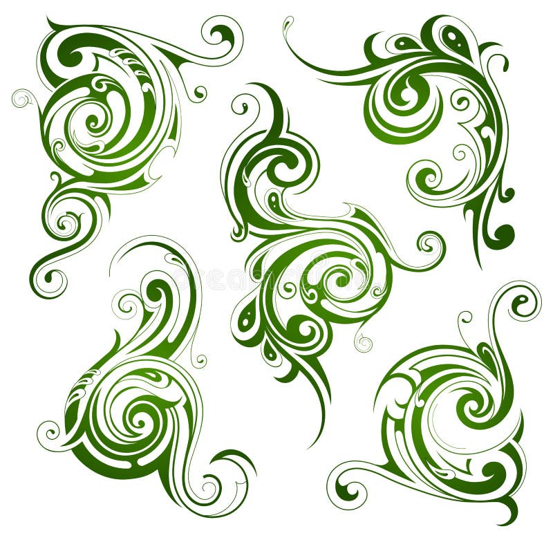 Design Elements. Fire, Water, Grass, Wind Stock Vector - Illustration ...