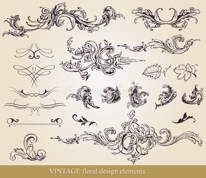 Floral design elements. stock vector. Illustration of filigree - 48324635