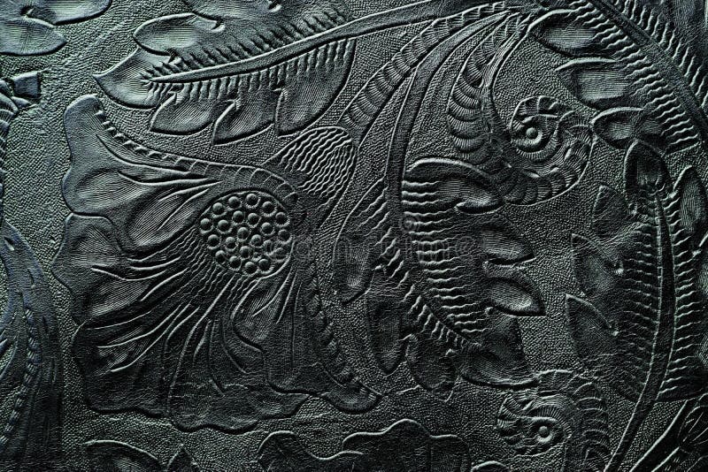 Floral Design Embossed To Black Leather with Hand Tools for Leather ...